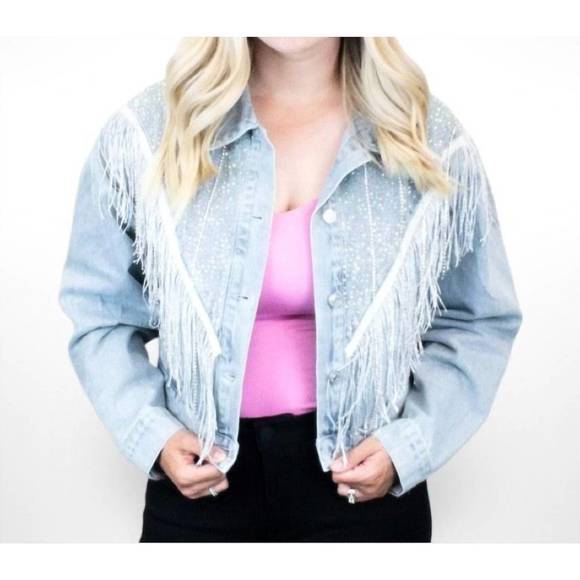 blue b | Jackets & Coats | New Blue B Sparkle Denim Jacket In Blue ...